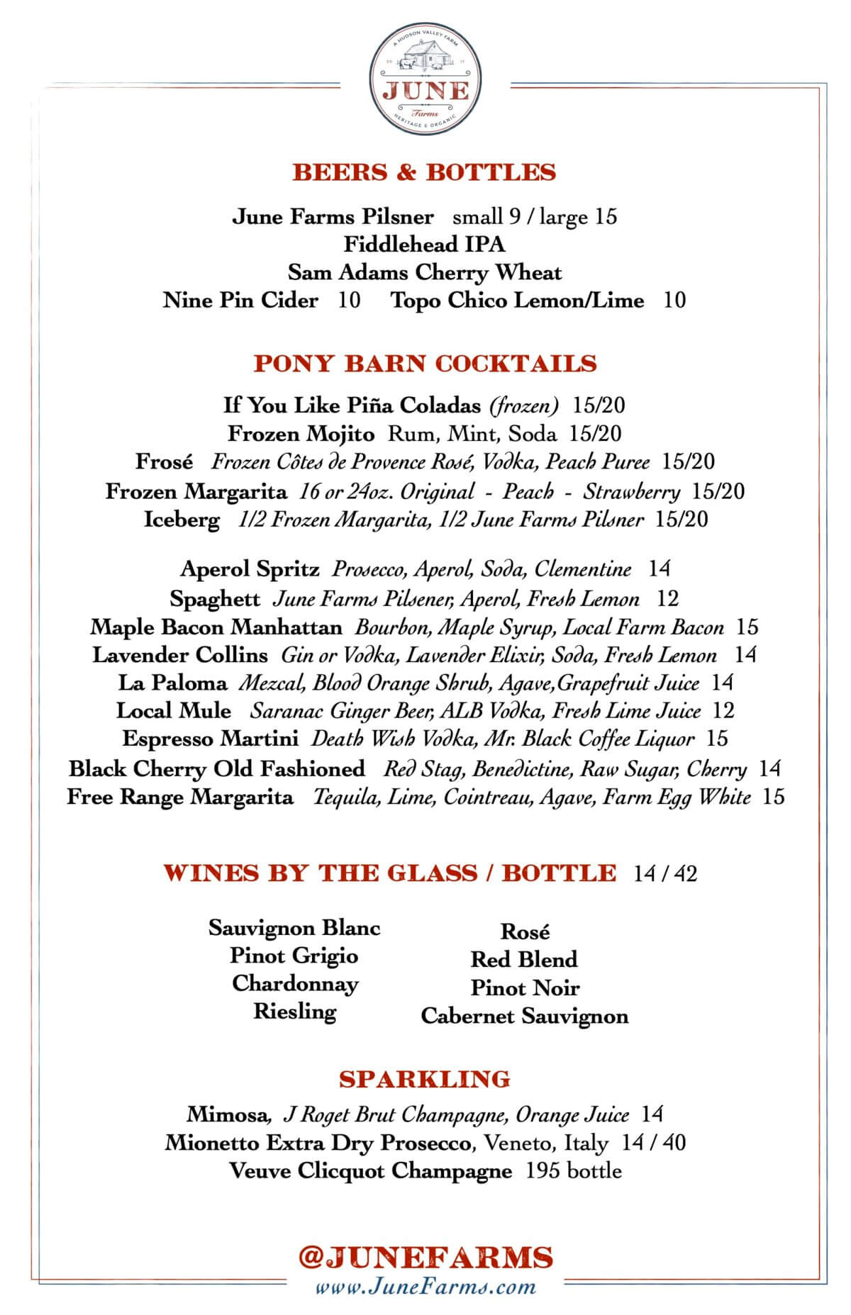 Delicious Menus at June Farms