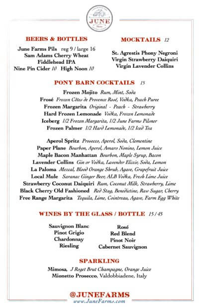 Delicious Menus at June Farms